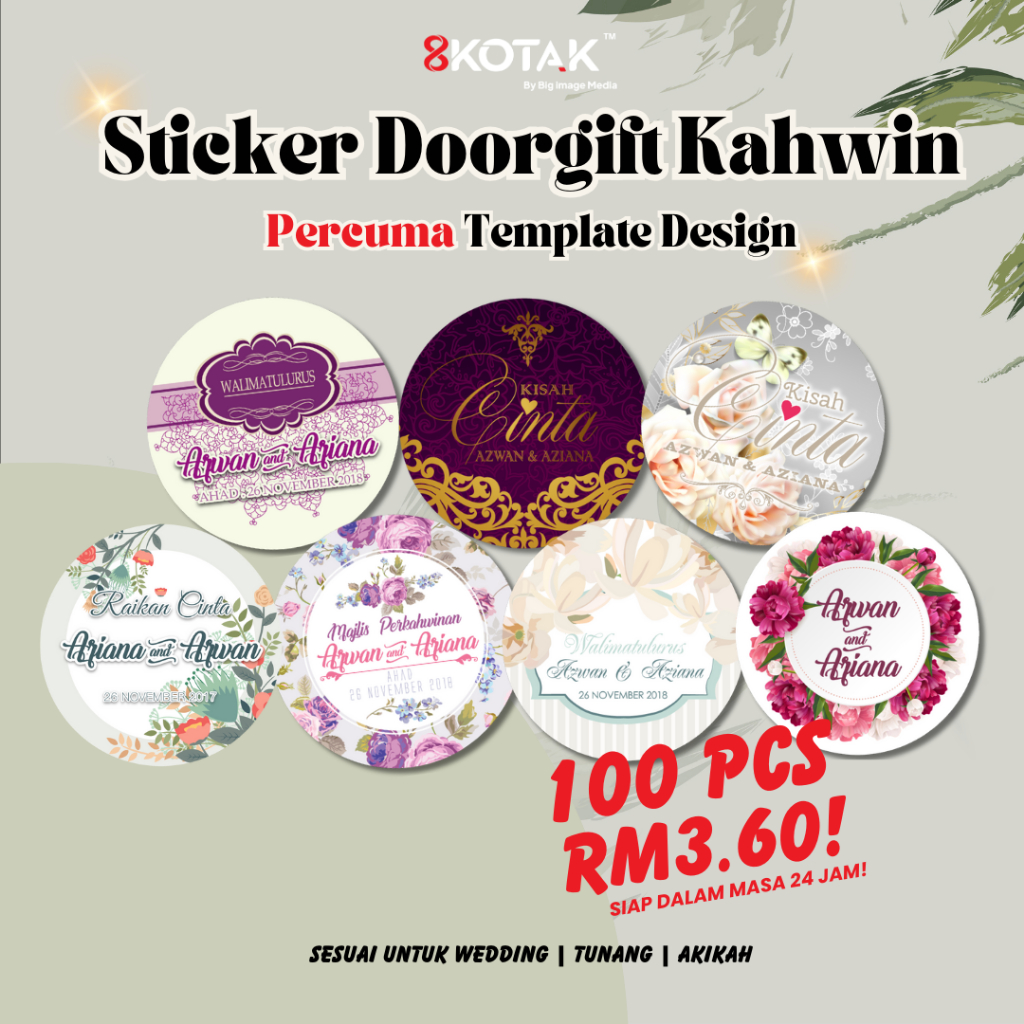 [100PCS] Sticker Doorgift Kahwin Tunang Akikah Sticker Goodies Percuma ...