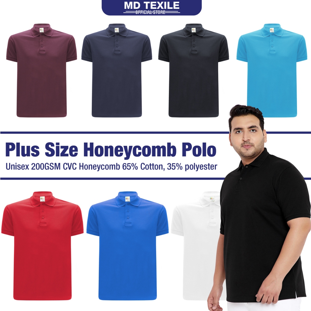 4XL-8XL PLUS SIZE Honeycomb Polo 220gsm Button Short Sleeve Collar Shirt / Dark Color Oversize ...