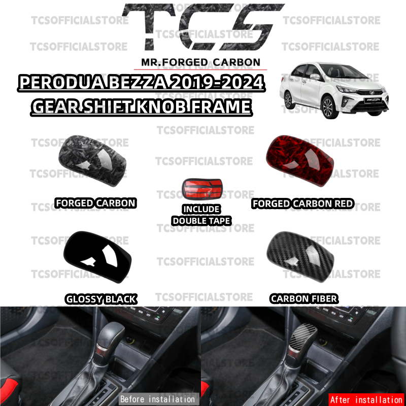 TCS PERODUA BEZZA 2019-2024 FORGED CARBON CAR GEAR SHIFT KNOB FRAME ...