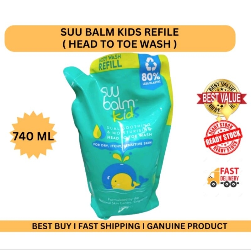 Suu Balm Kids Dual Soothing & Moisturising Head-to-Toe Wash Refill (740ml) 🎁 Free Gift | Shopee ...
