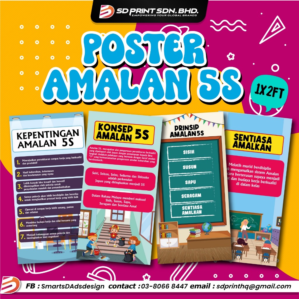 BANNER AMALAN 5S DI SEKOLAH, PEJABAT, KELAS | Shopee Malaysia