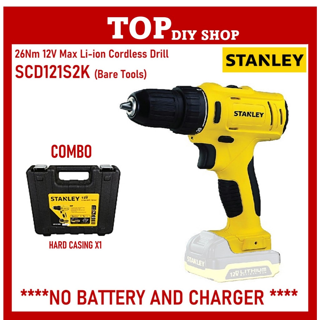 STANLEY SCD121S2K 12V Cordless 10mm Drill Driver With 2 Batteries & 1 ...