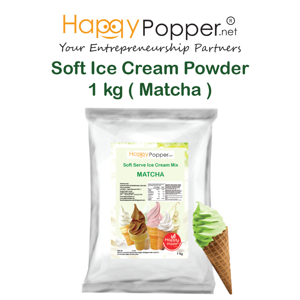 Happypopper Soft Ice Cream Powder Matcha 1 kg Serbuk Tepung Aiskrim ...