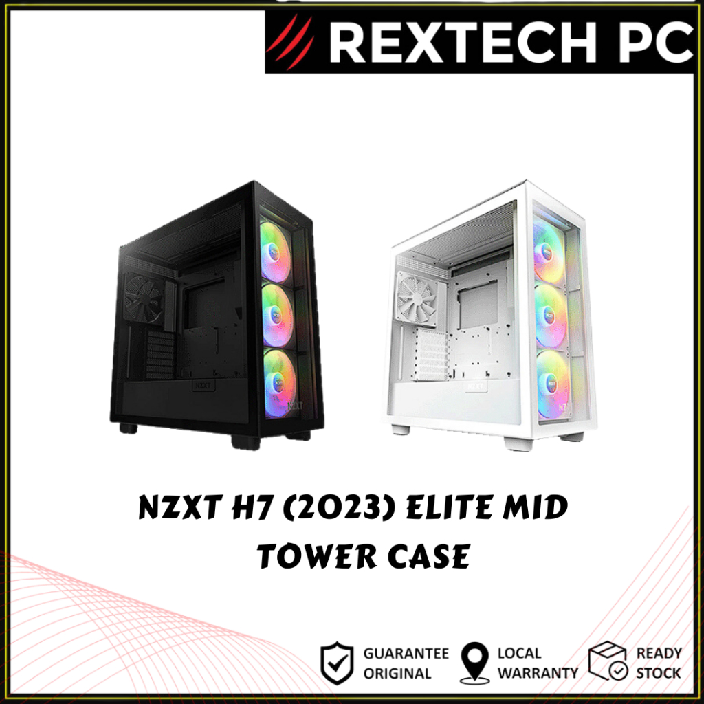 NZXT H7 (2023) Elite Mid-Tower Case - Matte Black/White | Shopee Malaysia