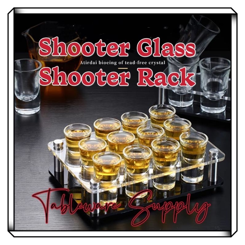 (TablewareSupply)12pcs Shot Glass 40ml 50ml 60ml Shooter Rack Set 6 ...