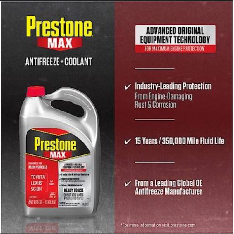 PRESTONE MAX ASIAN ANTIFREEZE + COOLANT 50/50 (TOYOTA/LEXUS/SCION ...
