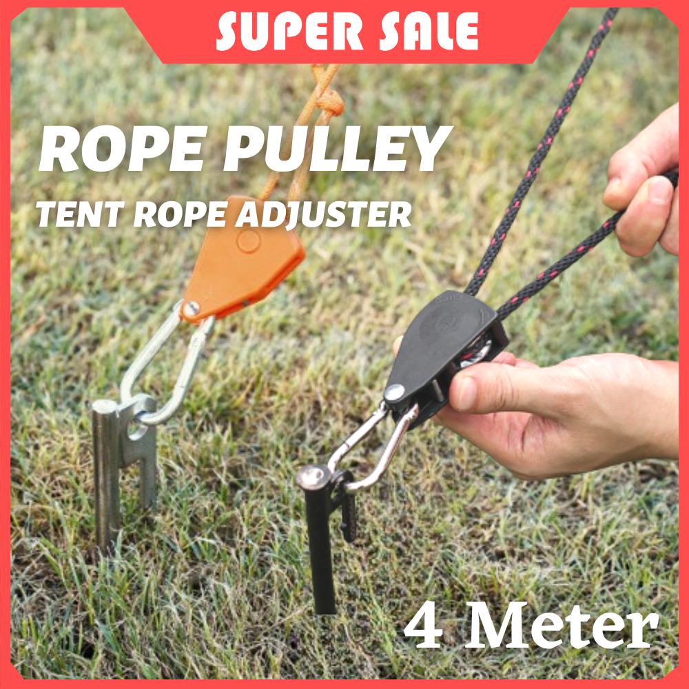 4M Rope Adjuster Tent Rope Buckle Adjustable Reflective Camping Wind ...