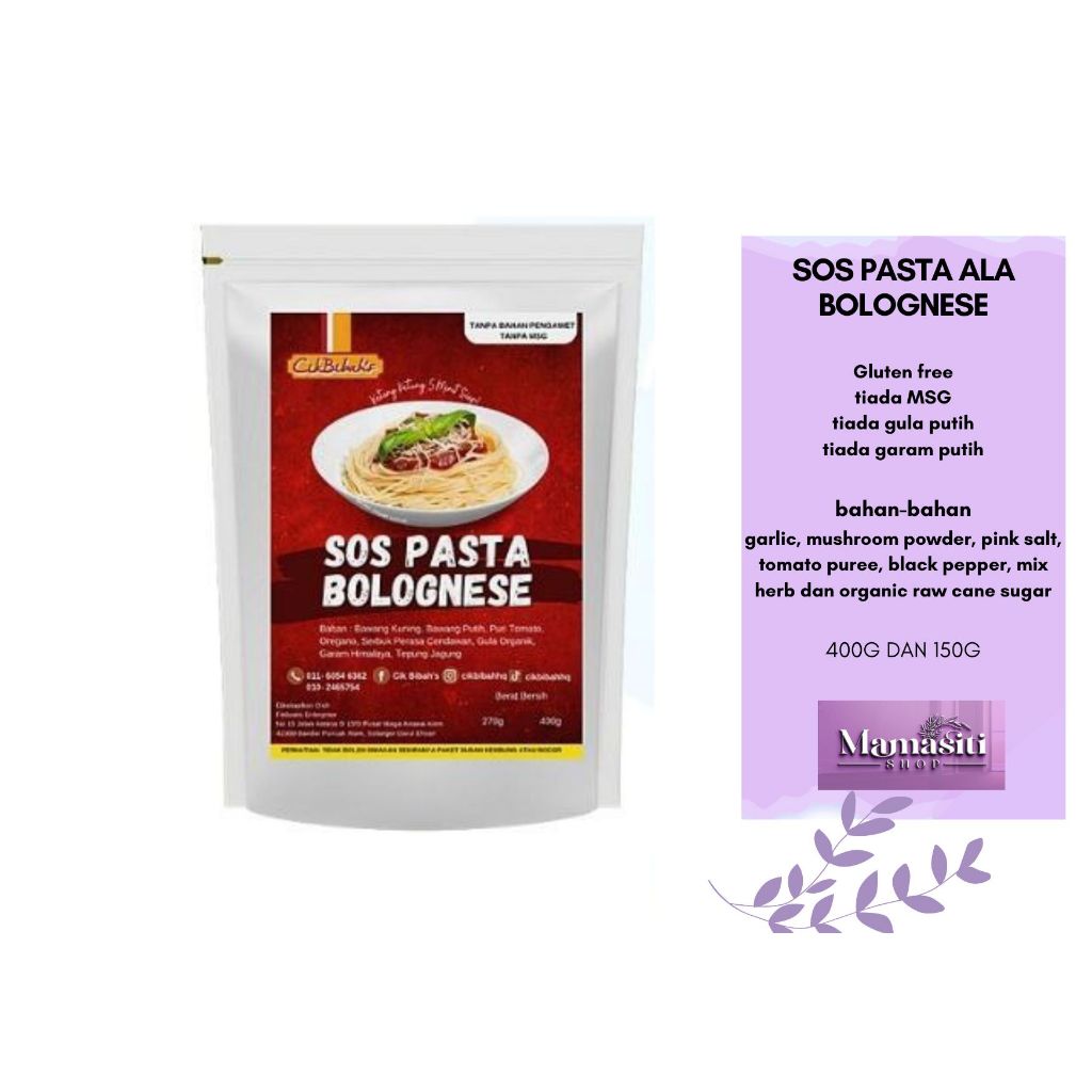 Sos Pasta Ala Bolognese by cik bibah Gluten Free No MSG Tiada Gula ...