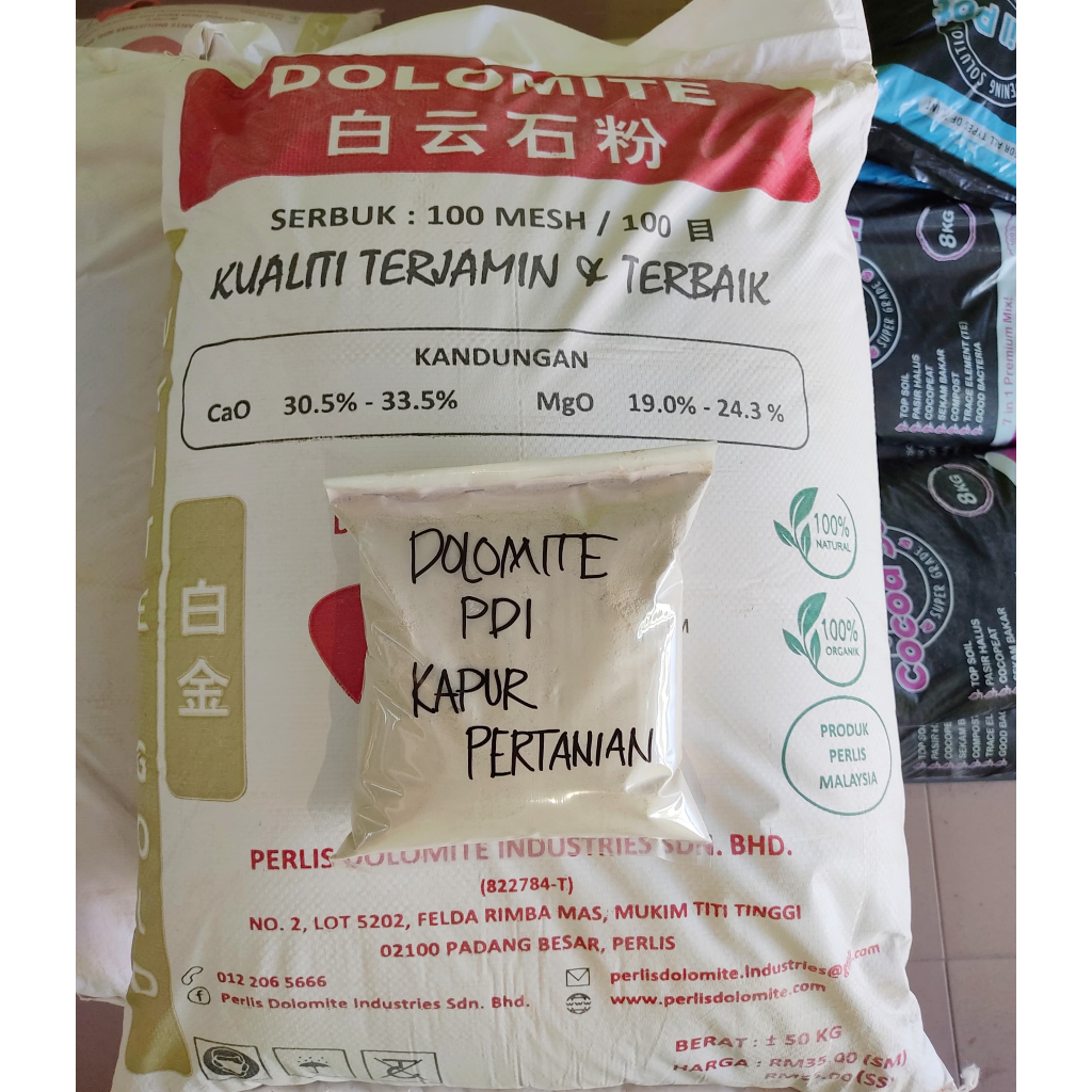 KAPUR PERTANIAN/KAPUR/KAPUR DOLOMITE/DOLOMITE PDI/REPACK 1KG DOLOMITE ...