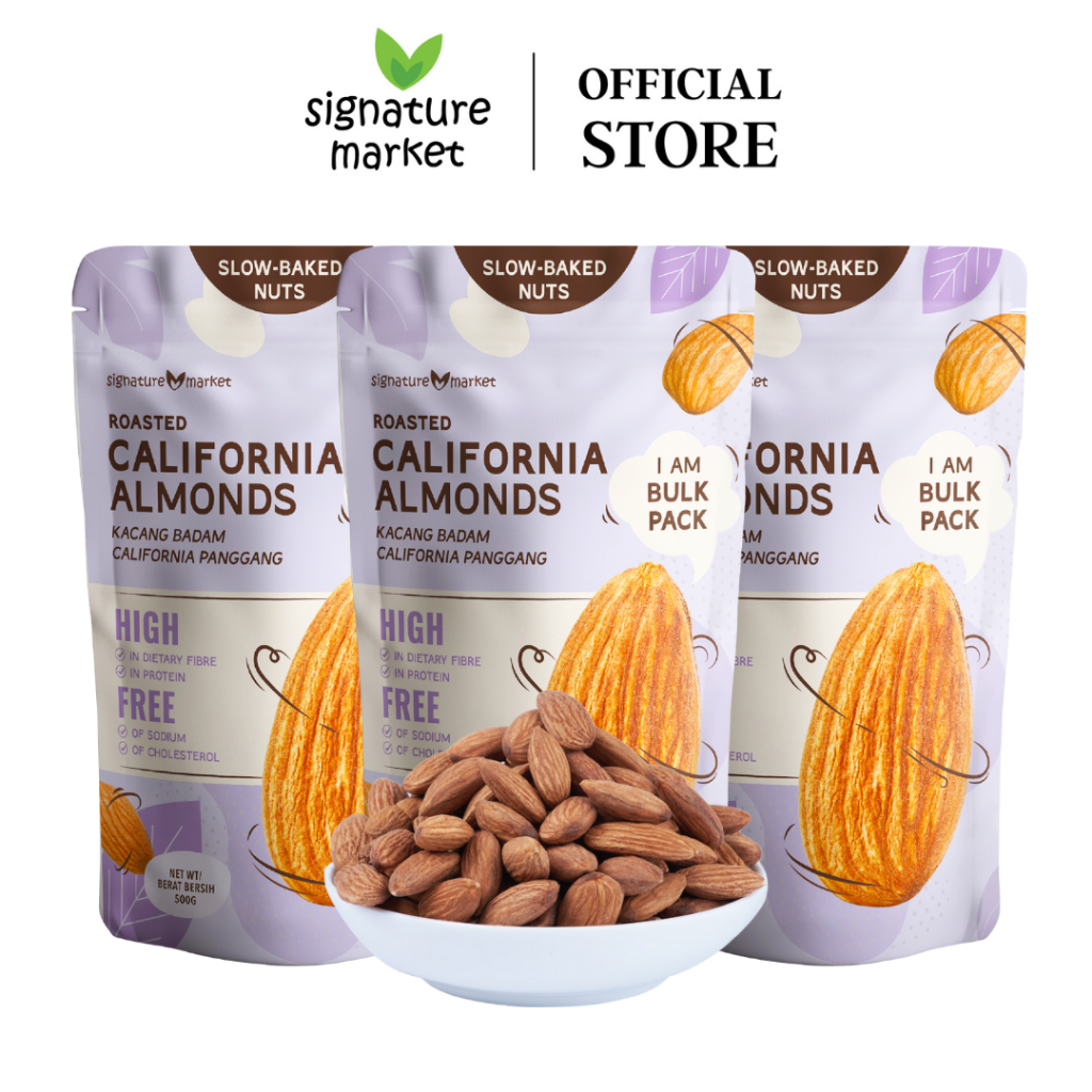 Signature Market 3x Roasted California Almond (500g x 3 Items) | Shopee Malaysia