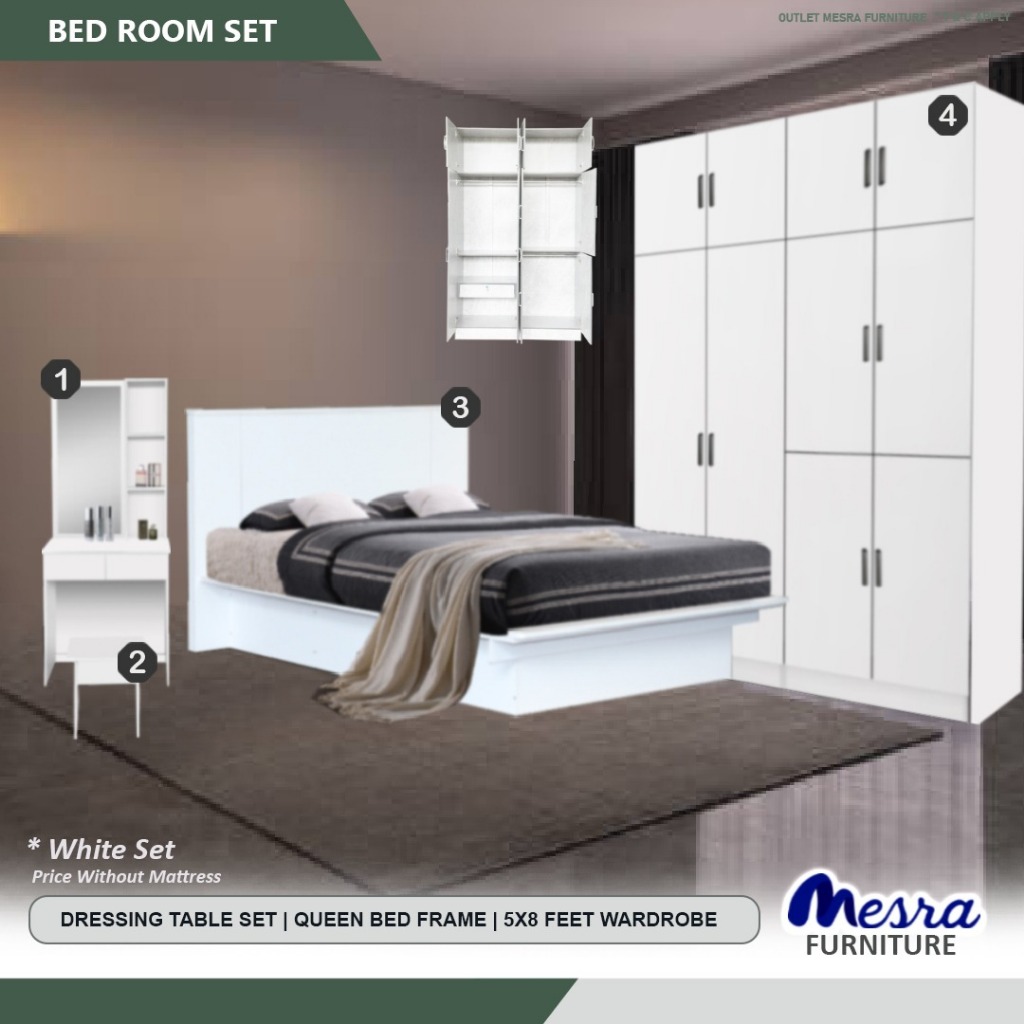 MESRA - Bedroom Set Sliding door /Set Bilik Tidur/Almari Baju/Katil ...