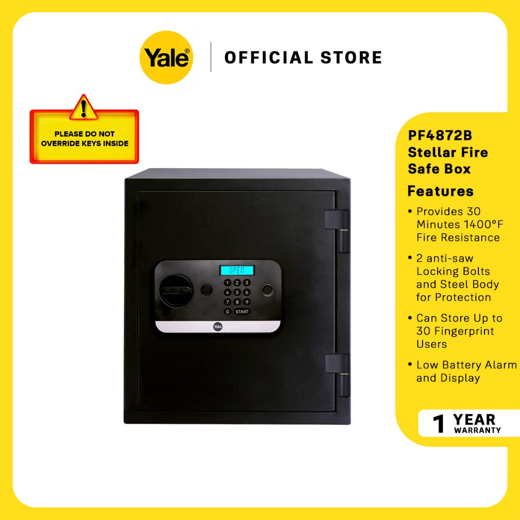 Yale Stellar Fire Safe Box PF4872B - Fire Resistance/ 30 Fingerprints ...