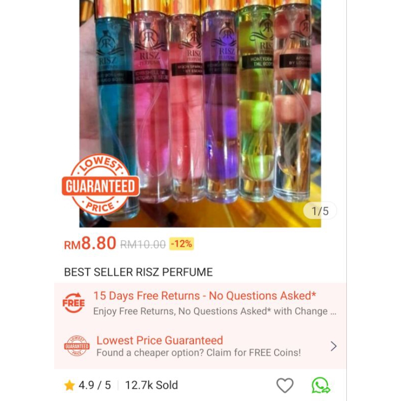 BEST SELLER RISZ PERFUME 10ML | Shopee Malaysia