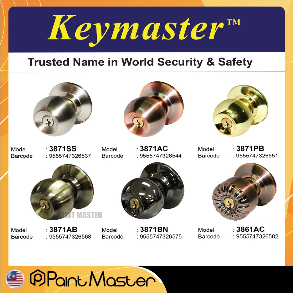 Keymaster Premium Stainless Steel Cylindrical Door Knob Lock Set ...