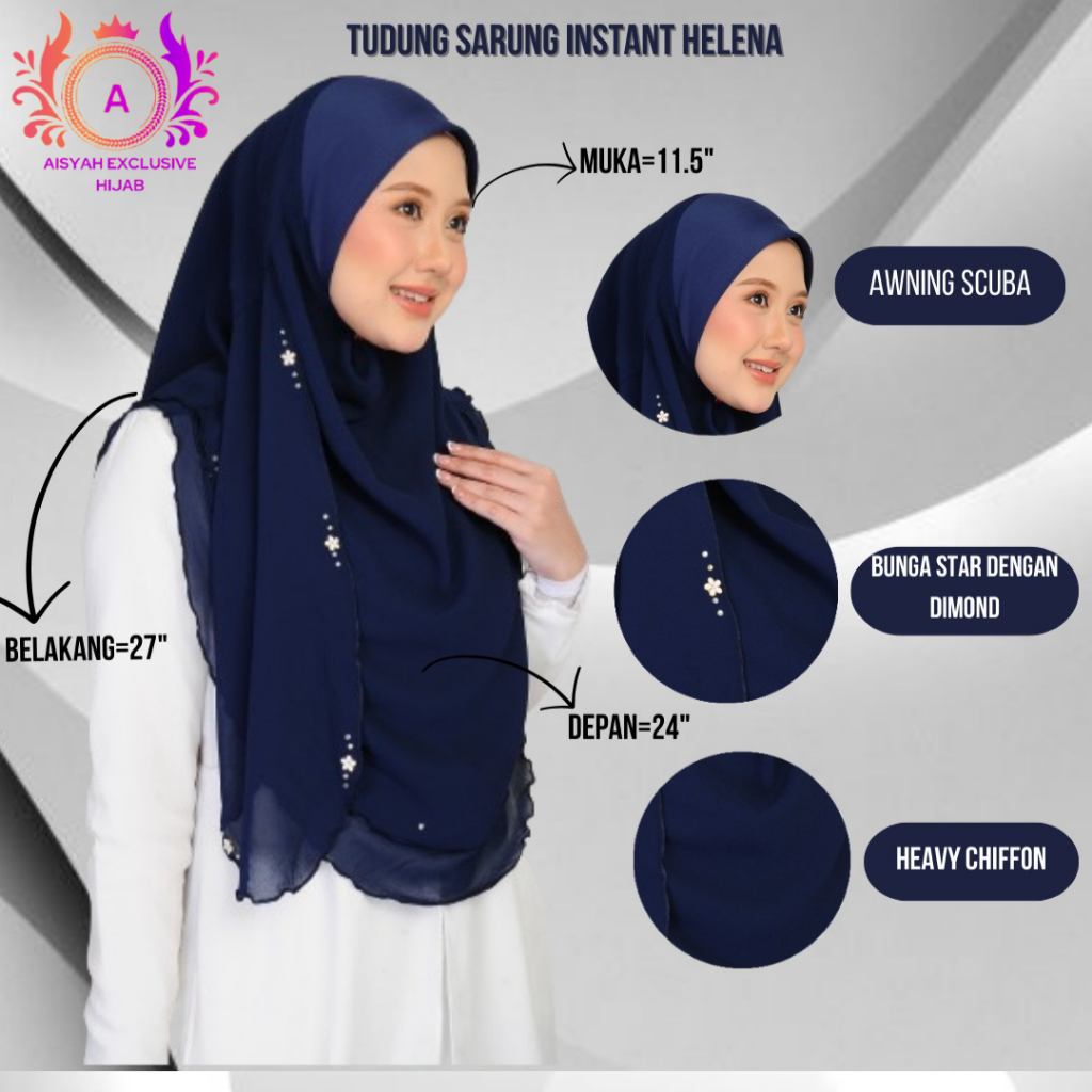 Tudung Sarung Instant Helena | Heavy Chiffon Hijab | Shopee Malaysia