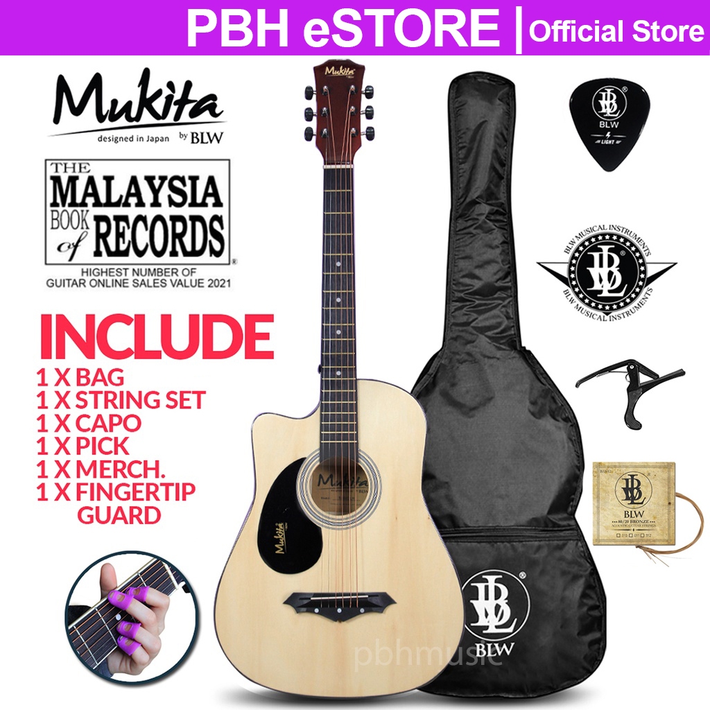 [GITAR KIDAL] Mukita by BLW Left Handed Beginner 38 Inch Acoustic ...