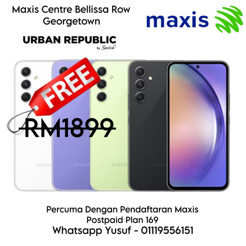 PERCUMA ‼️ Samsung A54 5G 8GB RAM 256GB ROM Dengan Pelan Maxis Postpaid ...