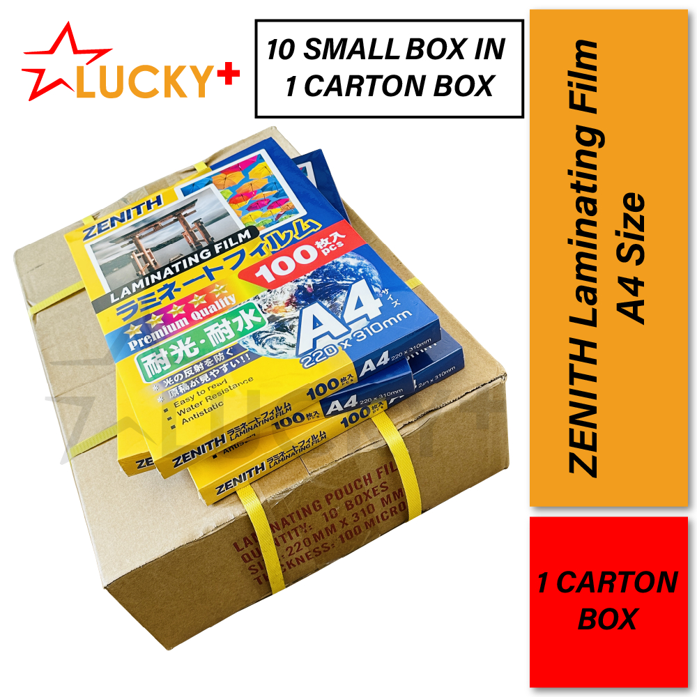(100% Original) ZENITH Laminating Film(1Carton/10 small box)(A4 Size)Premium Quality Laminating ...