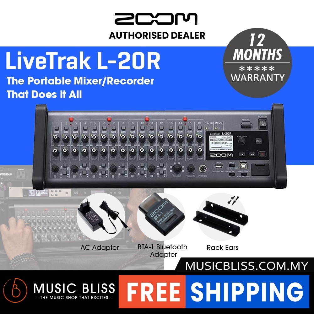Zoom L20R 20-channel Rackmount Digital Mixer / Recorder with 0% ...