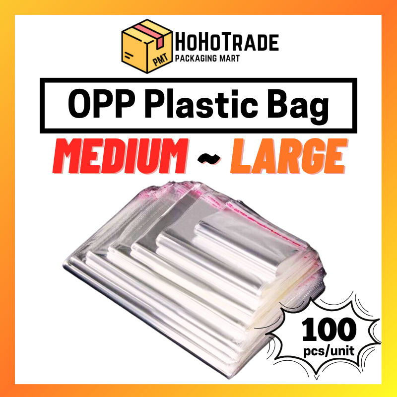 [70mic Thick]100pcs Transparent Opp Plastic Bag Self Adhesive Sticky ...