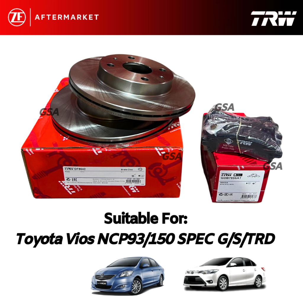 TRW Vios NCP93/150 Spec G/S/TRD Front Disc Rotor (2 PCS) With Disc Pad ...