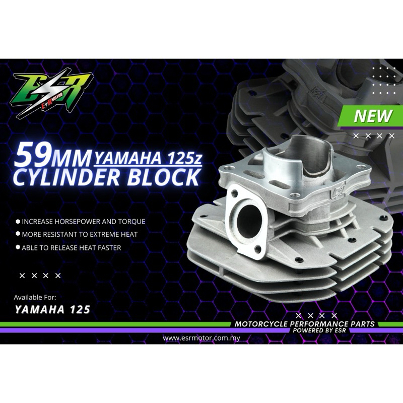 ESR MOTOR RACING BLOCK YAMAHA 125ZR Y125ZR 125Z 57MM 58MM 59MM 100% ORIGINAL ESR MOTOR | Shopee ...