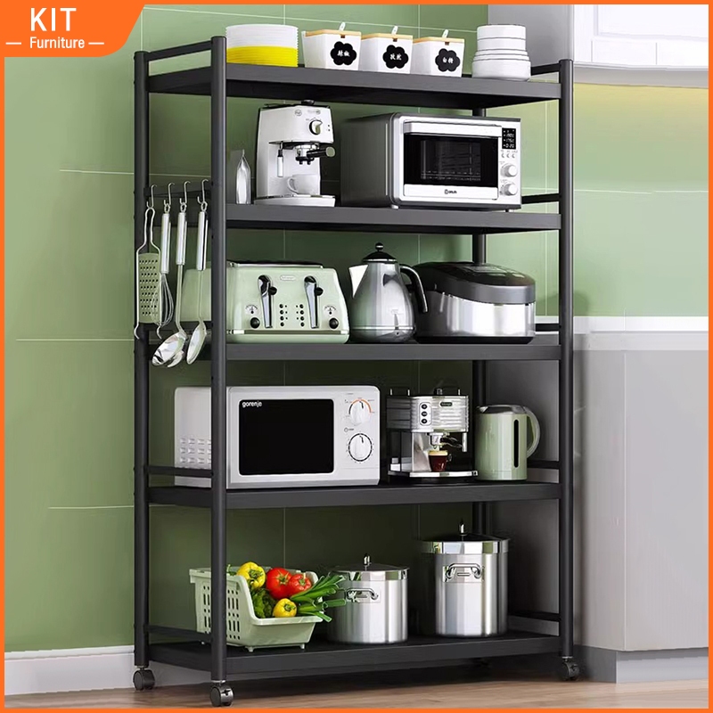 3/4/5 Layer Removable Wheeled Storage Rack Cabinet Kitchen Shelf ...