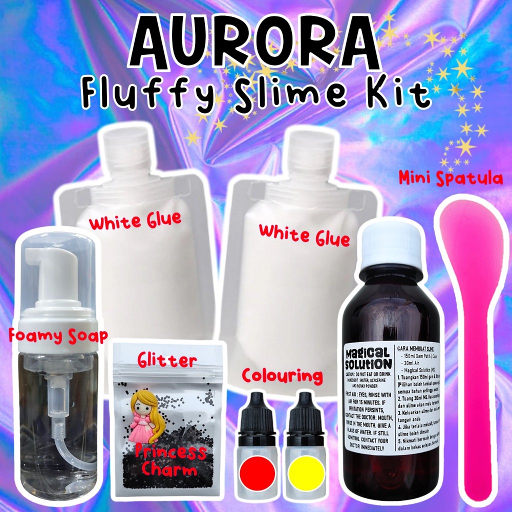 AURORA FLUFFY SLIME KIT SENSORY PLAY BIRTHDAY GIFT BOX CRAFT SLIME ...