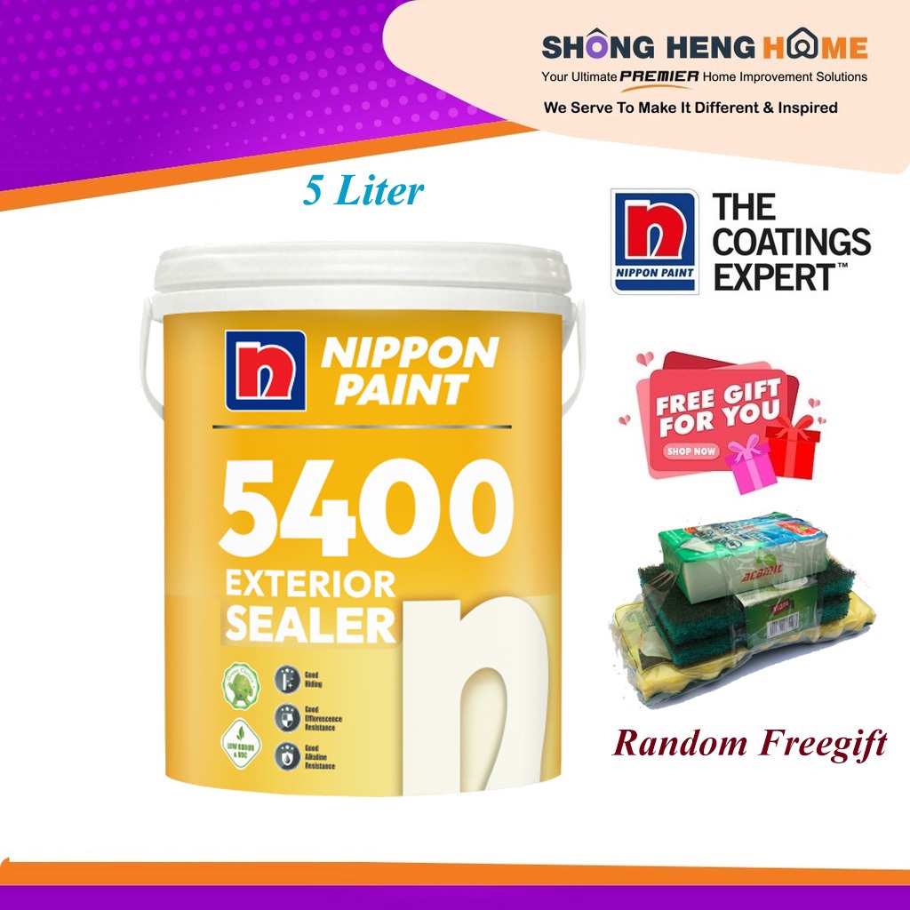 5L Nippon Paint 5400 Wall Sealer - EXTERIOR SEALER + Freegift | Shopee ...