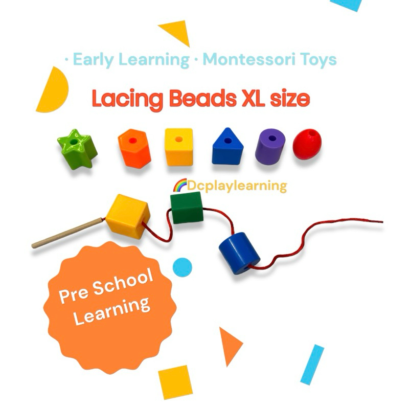 Extra-Large Beads Montessori Learning Toddler Stringing Beads Threading ...