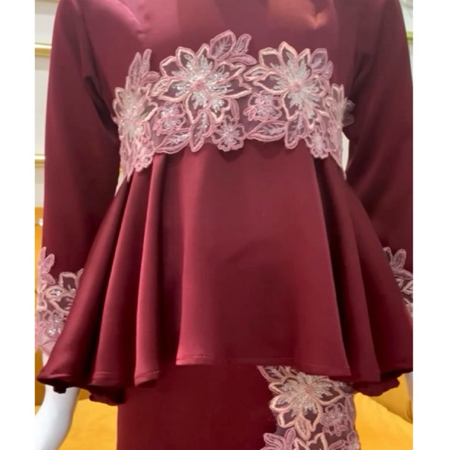 😍 BORDERLACE FULL SEQUIN 😍 LACE BUNGA DWICOLOUR LACE BAJU RAYA DRESS ...