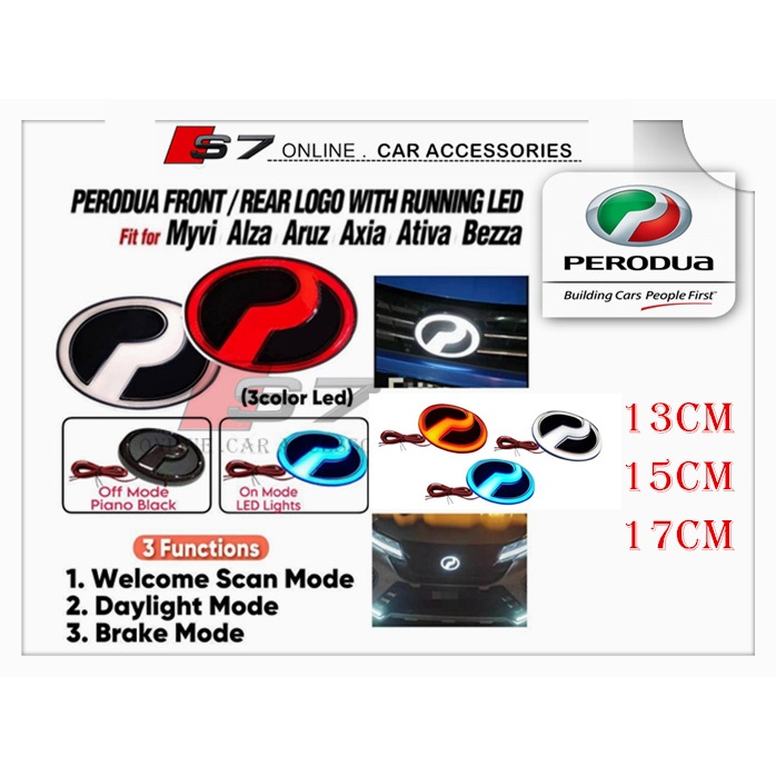 Perodua Running Design LED Emblem Logo 2 in 1 function | Shopee Malaysia
