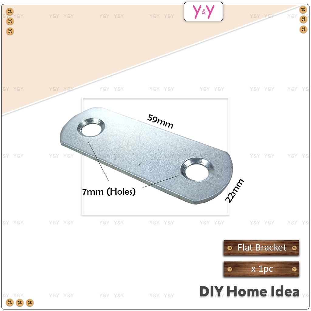 Y&Y Eco 22mm x 59mm Furniture Flat Bracket / Flat Joint Brace Bracket ...
