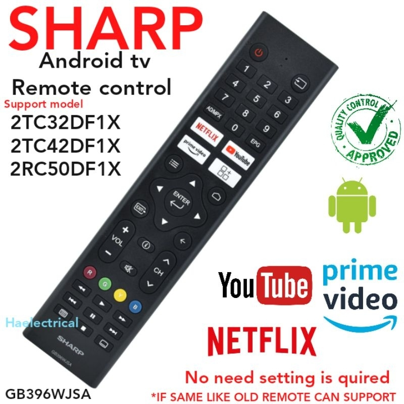 Sharp Andriod TV Remote Control Sharp GB396WJSA 2TC32DF1X 2TC42DF1X ...