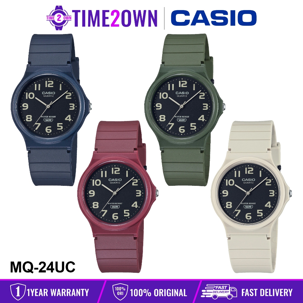 Casio MQ-24UC Matte Color Series Small Size Quartz Analog Resin Band Unisex Kid's Watch Jam ...