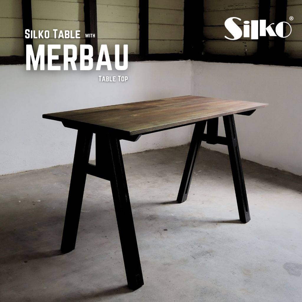 Silko Table with MERBAU Tabletop 100% Solidwood office desk study table ...