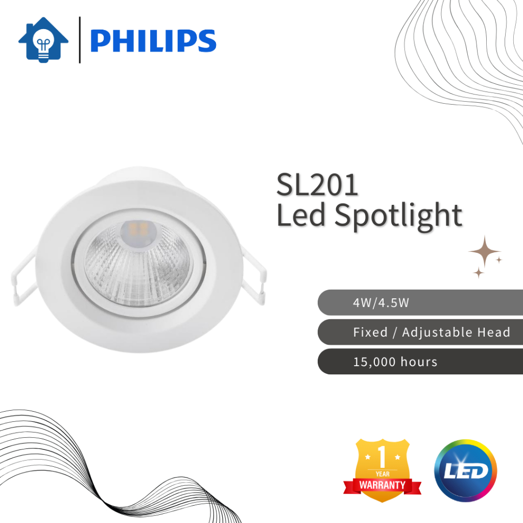 Philips SL201 Warm White 2700K 4000K LED Spotlight ( Fixed / Adjustable ...