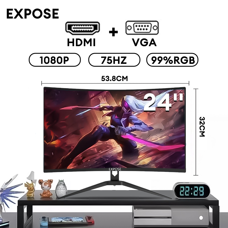 EXPOSE Monitor PC Curved Gaming Monitor 165HZ 19-27Inch PS4/PS5/Xbox ...