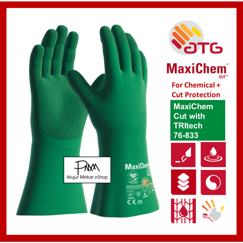 ATG MaxiChem 76-830/ MaxiChem CUT 76-833 Safety Gloves/Chemical Gloves ...