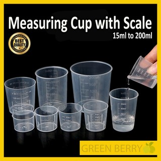 Plastic Measuring Cup Scale 10ml 15ml 20ml 30ml 50ml 100ml Clear ...
