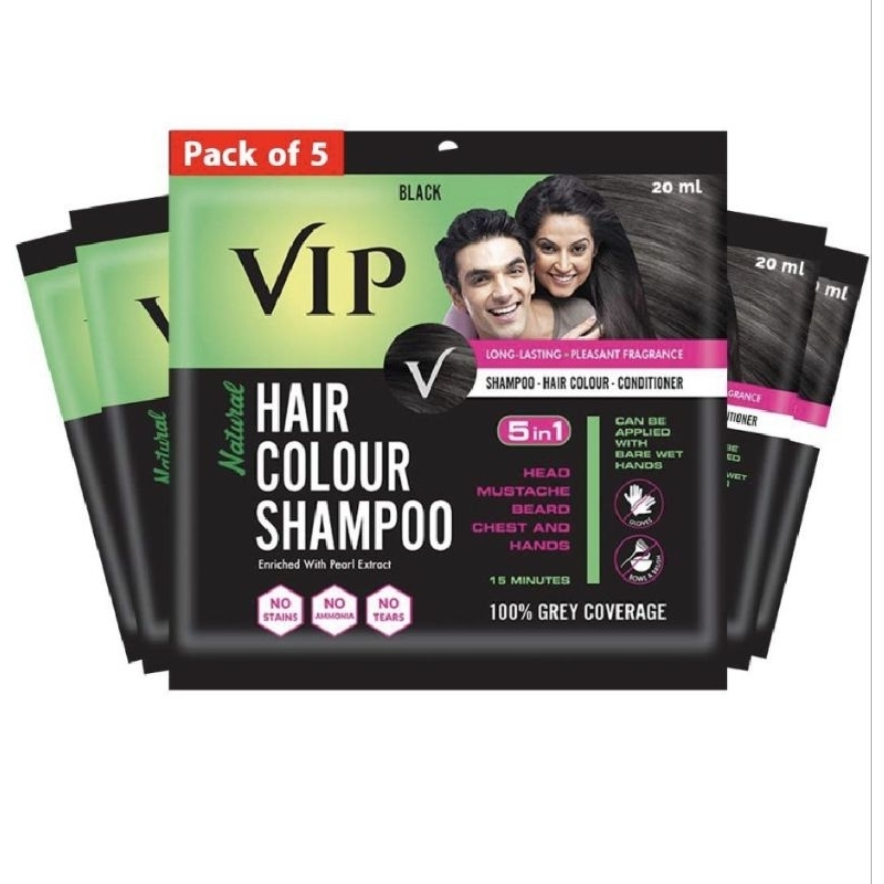 VIP-HAIR COLOUR DYE SHAMPOO NATURAL 20ML & 180ML | Shopee Malaysia