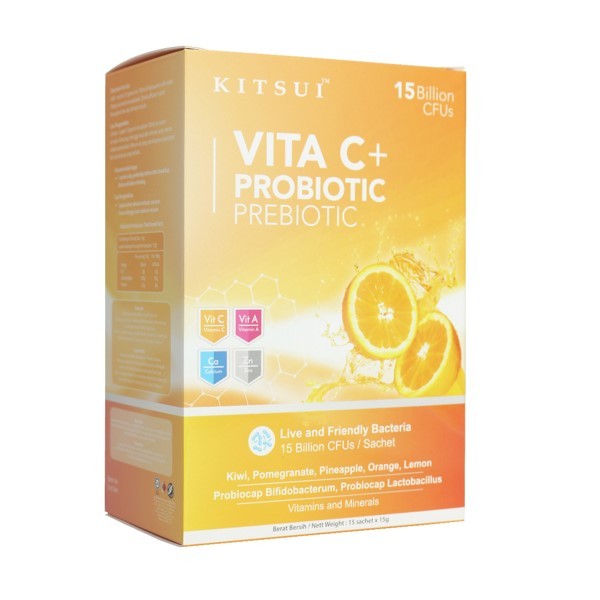 Kitsui Vita C+ Probiotic Prebiotic 15billion 15g x 15sachet | Shopee ...