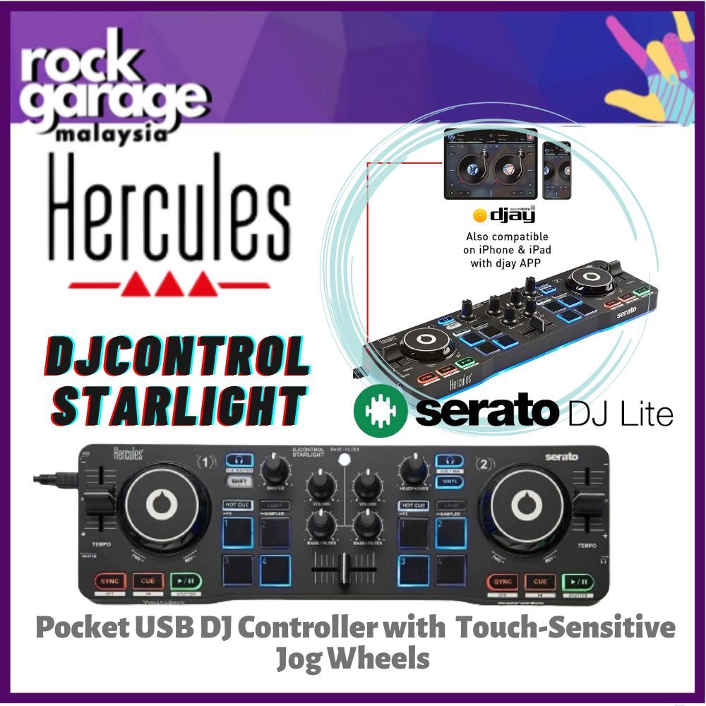 Hercules DJ DJControl Starlight | Pocket USB DJ Controller with Serato ...
