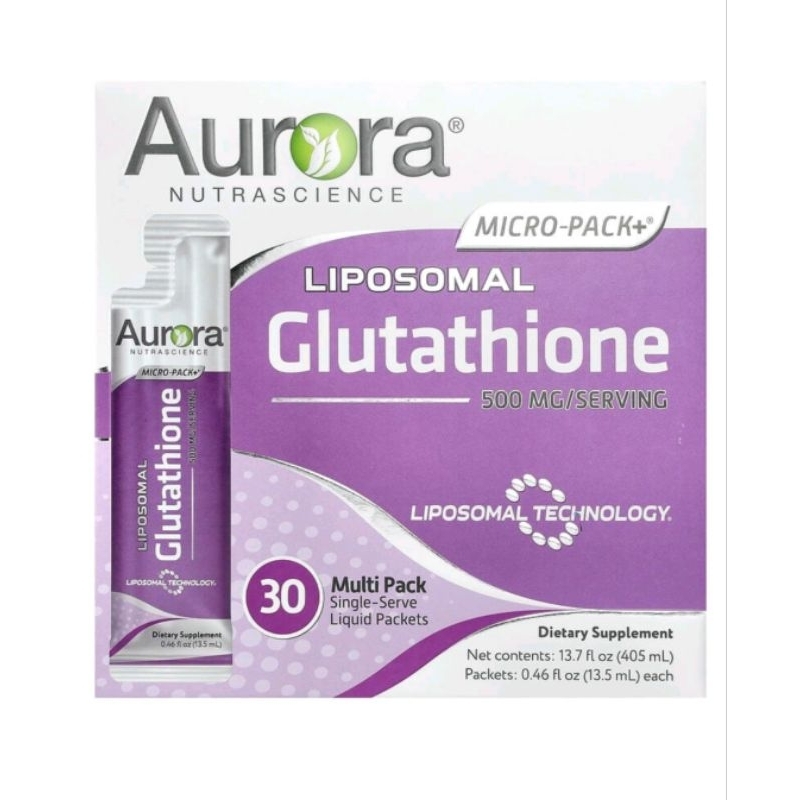 Aurora Nutrascience Micro-Pack+, Liposomal Glutathione, 500 mg, 30 Single-Serve Liquid Packets 0 ...