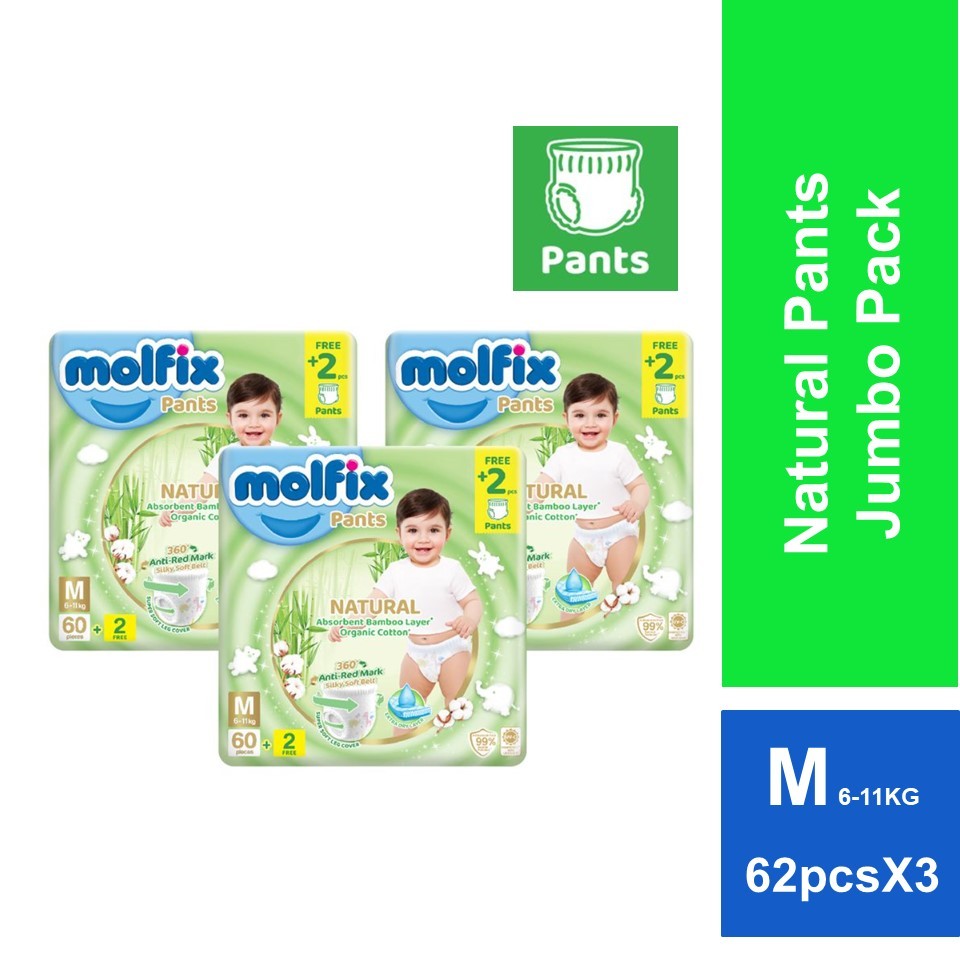Molfix Natural Pants Jumbo Pack - M62 / L50 / XL44 / XXL38 / XXXL22 ...