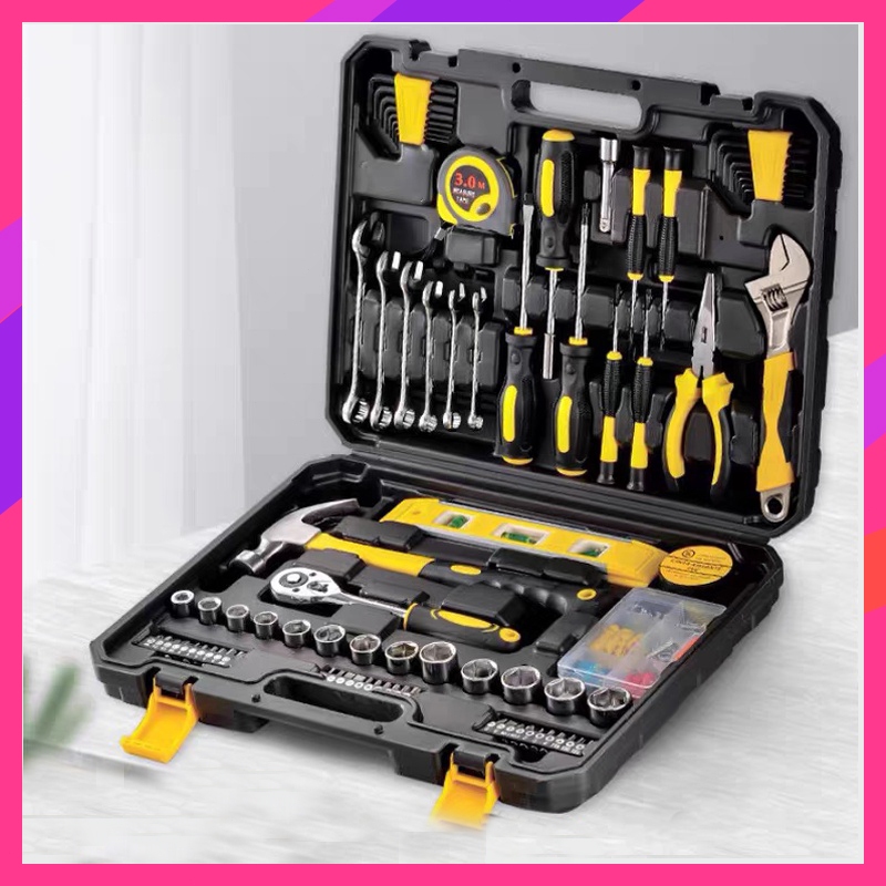 108PCS Multifunctional Tool Box Set Manual Wrench Socket Hardware ...