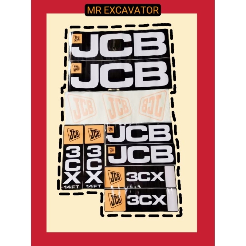 JCB 3CX Backhoe Loader Sticker Mesin Stiker 泥机贴纸 (1 Set) | Shopee Malaysia