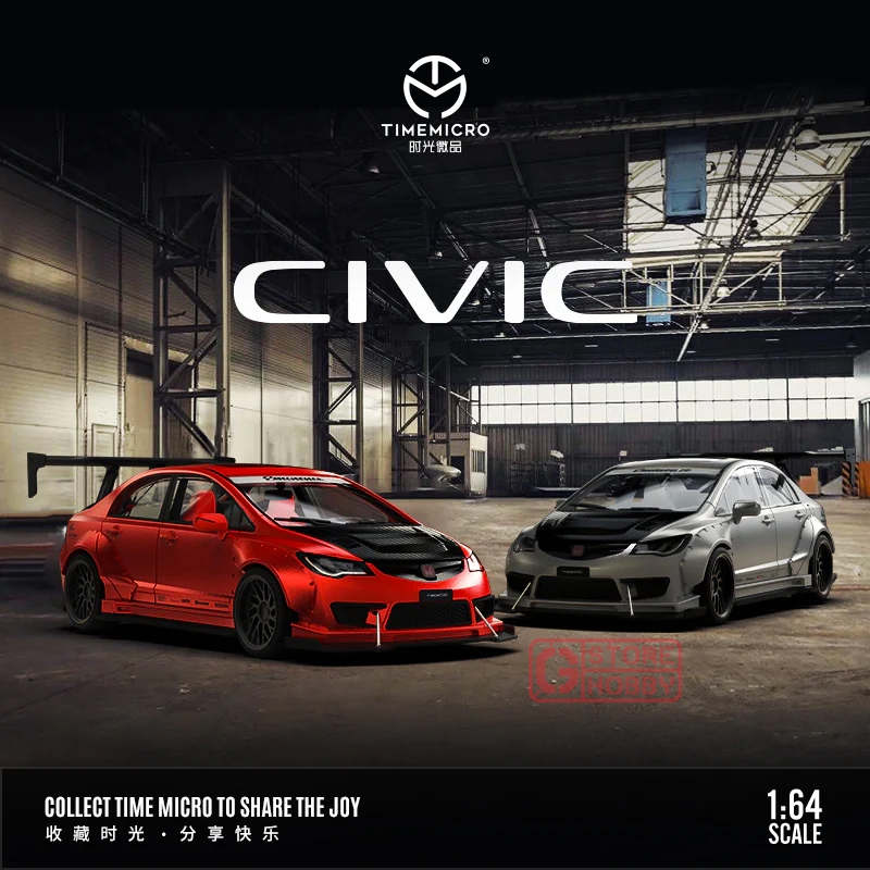 TIME MICRO 1/64 HONDA CIVIC FD2R MODIFIED VERSION LIQUID SILVER METAL ...