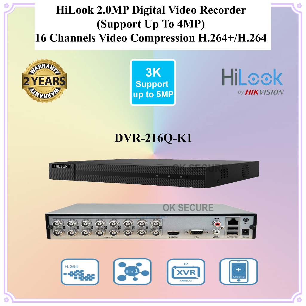 HiLook 16 Channels Video Compression 2MP Digital Video Recorder ...
