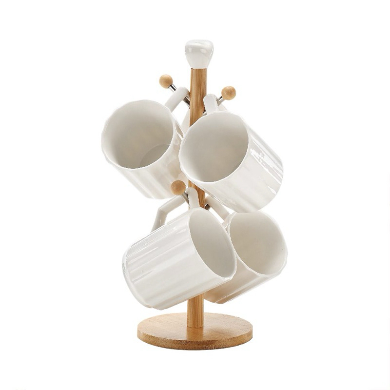 SSF PREMIUM 4 Pcs Mug with Bamboo Holder Set Cawan Nordic | Shopee Malaysia